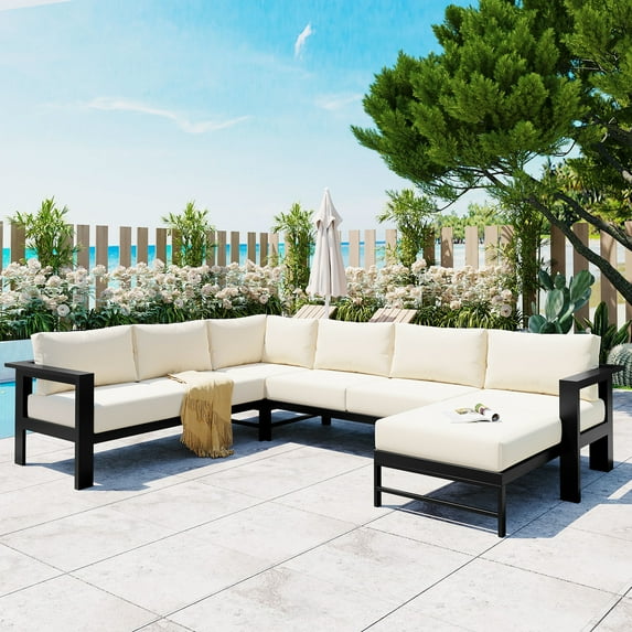 U-shaped Outdoor For Gardens, Backyards And Balconies - White, 6 Seats ...