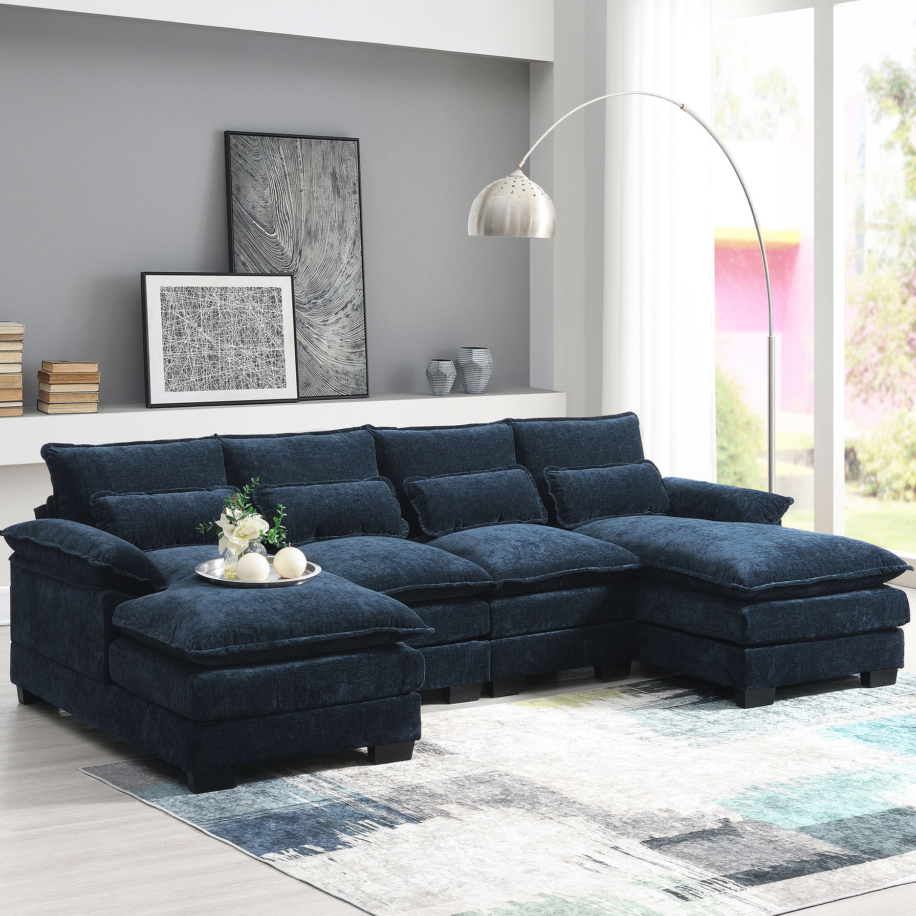 U-shaped modular furniture with double cushion design, armrest & lumbar ...