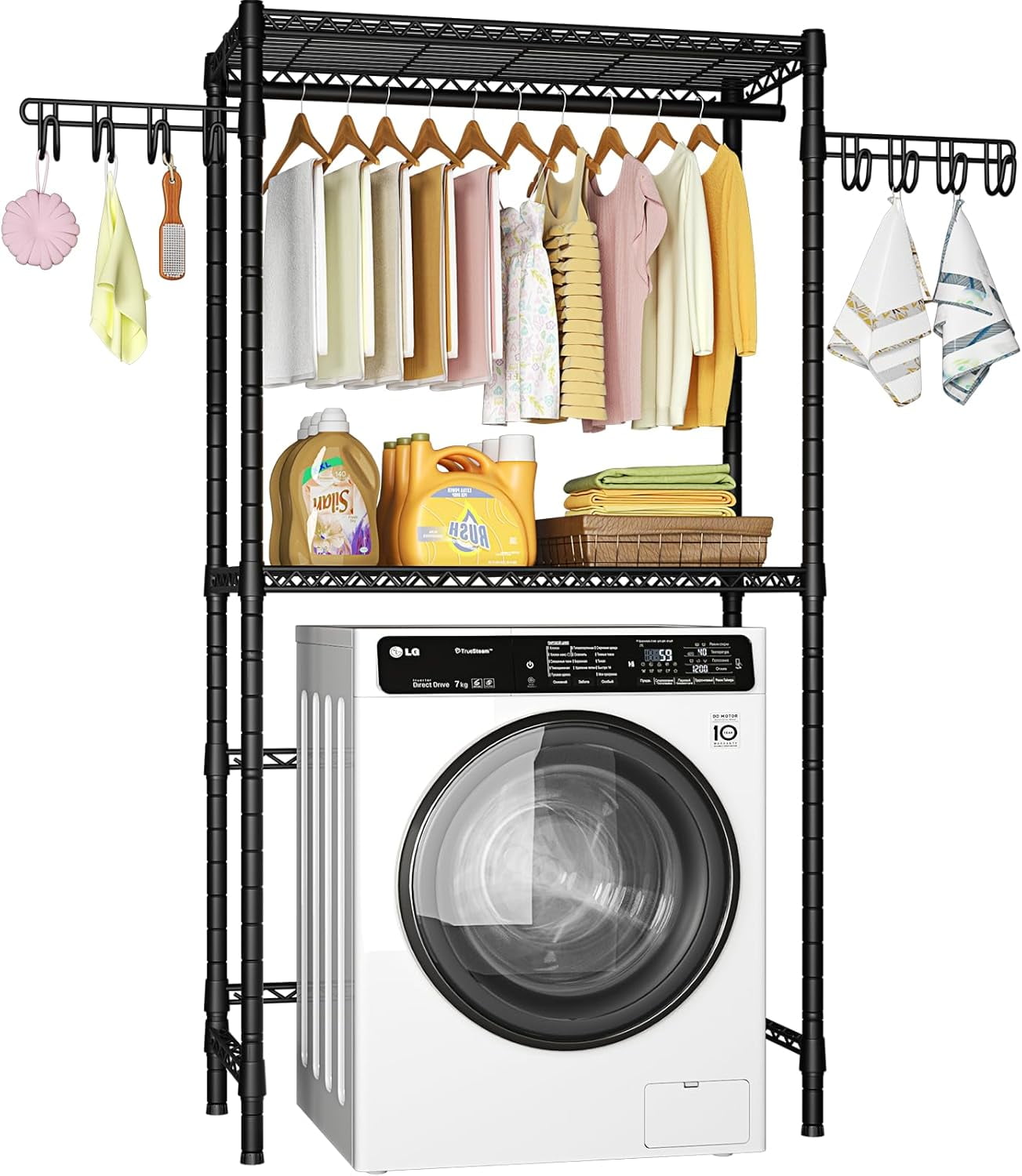 U12 Laundry Room Storage Rack, 2-Tier Over Washer and Dryer Storage ...