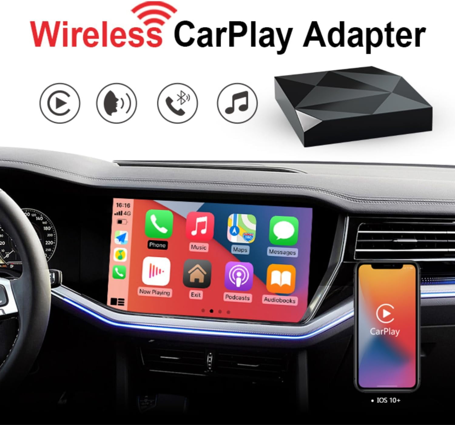 U2-AIR Wireless CarPlay Adapter, 2024 - Apple CarPlay Wireless Adapter, Convert Wired to ...