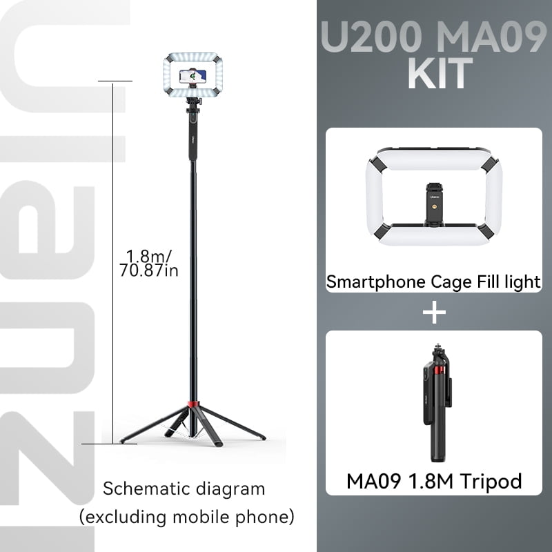 U200 U-200 Smartphone Video Rig LED Video Light 2 in 1 Ring Light Cold ...