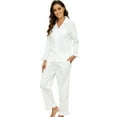 U2SKIIN 100% Cotton Women Pajama Set, Soft Cute Button up Long Sleeve Sleepwear Pjs Set(White 3 ...