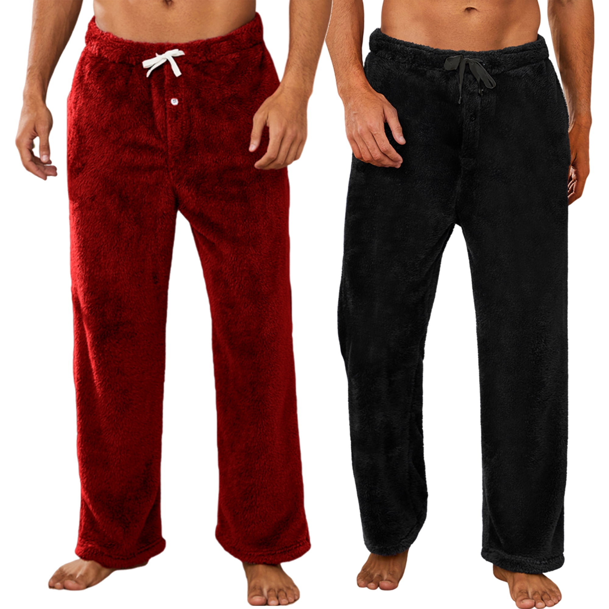 U2SKIIN 2 Pack Mens Plush Warm Pajama Pants, Fluffy Soft Fleece Sleep ...
