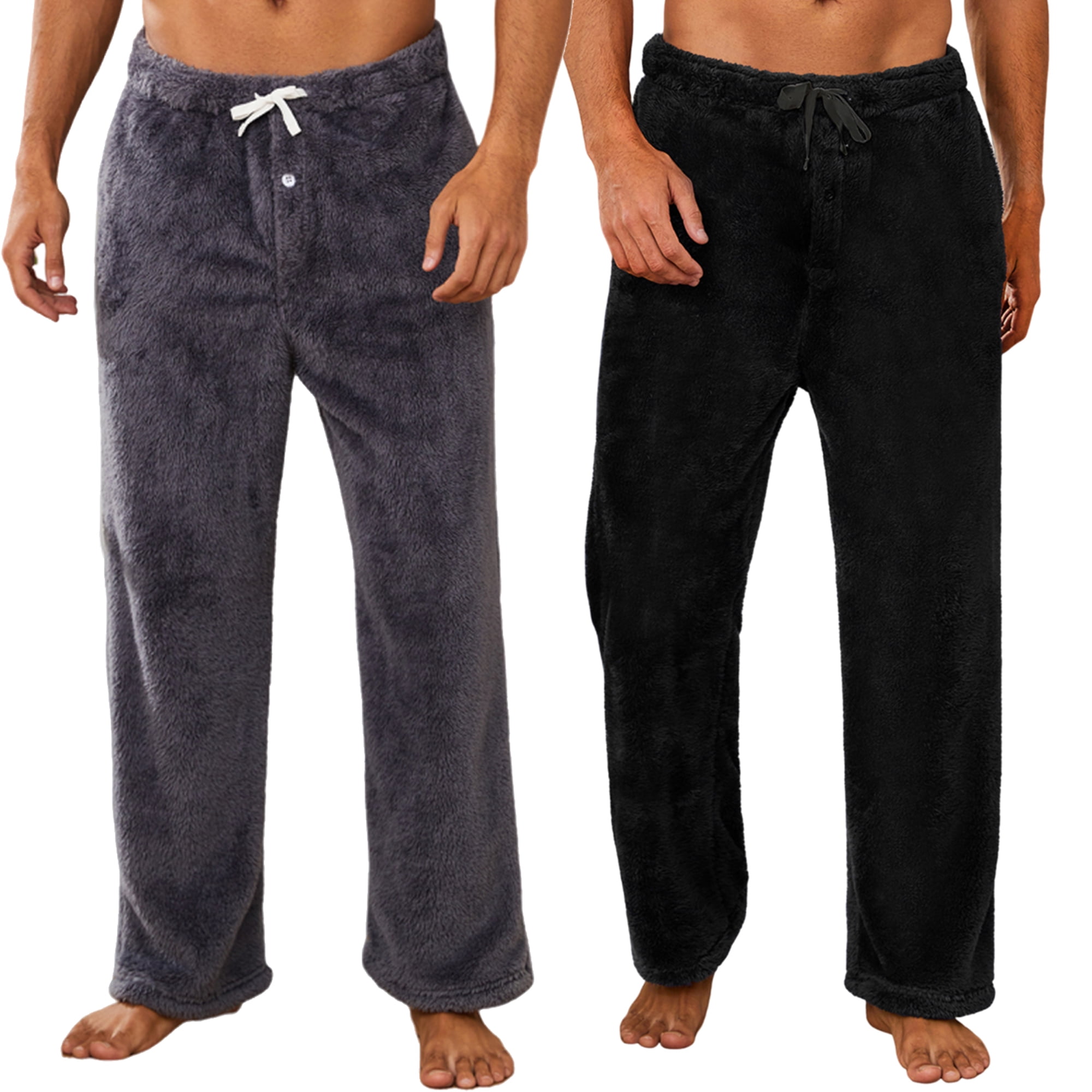 U2SKIIN 2 Pack Mens Plush Warm Pajama Pants, Fluffy Soft Fleece Sleep ...