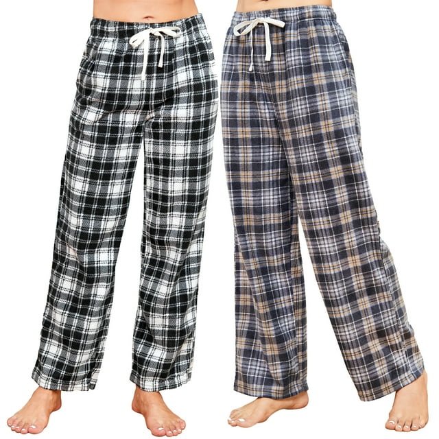U2SKIIN 2 Pack Women Fleece Pajama Pants, Comfy Plaid PJ Bottoms For Women with Pockets Soft ...