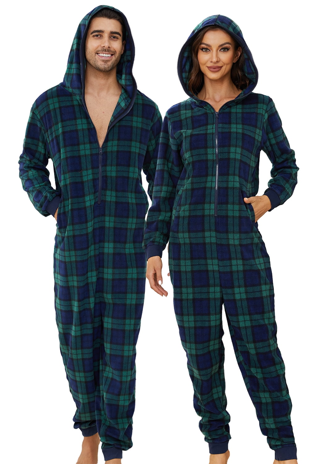U2SKIIN Couple Onesie Pajama Sets, Hooded Zipper Christmas Matching ...