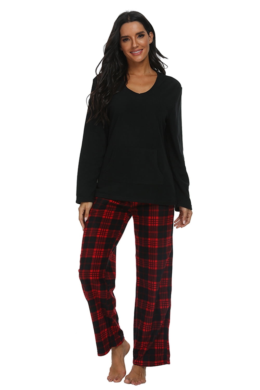 U2SKIIN Fleece Lined Couple Pajama Sets, Plaid Matching Set for Men and ...