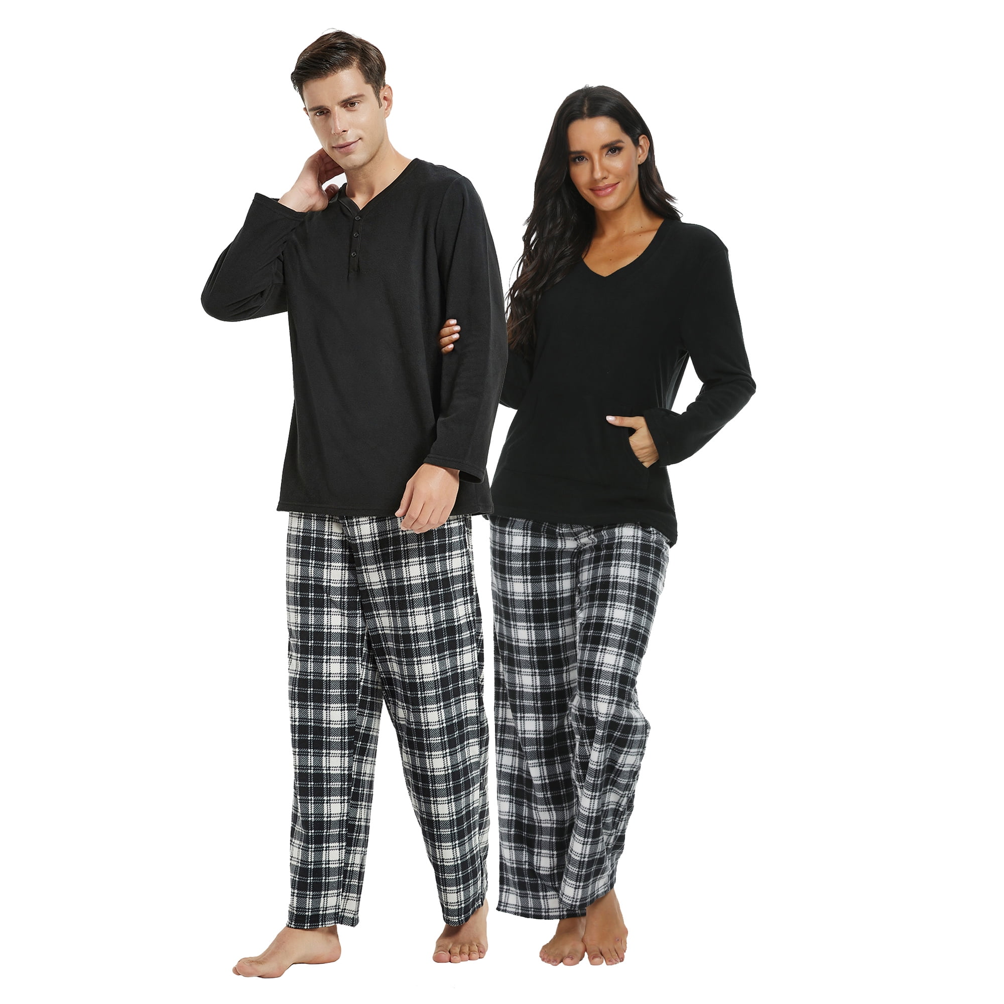 U2SKIIN Couple Pajama Sets, Plaid Matching Pajama Set for Men and Women ...
