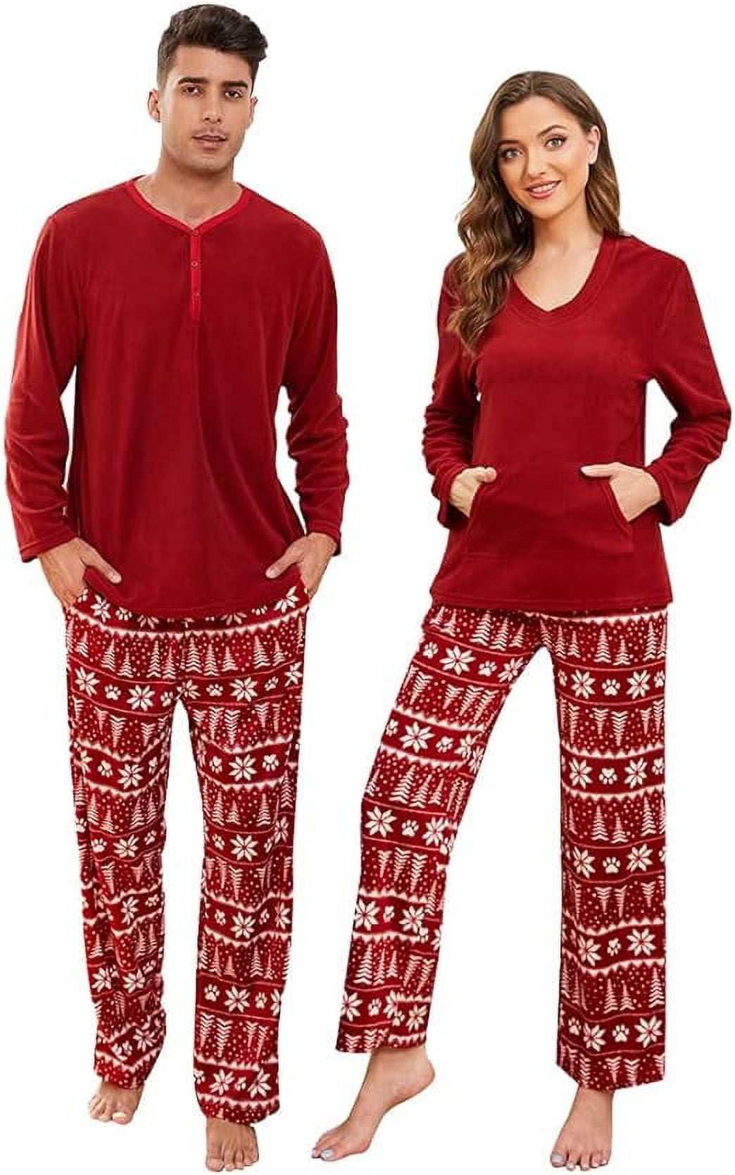 U2SKIIN Couple Pajama Sets, Plaid Matching Pajama Set for Men and Women ...