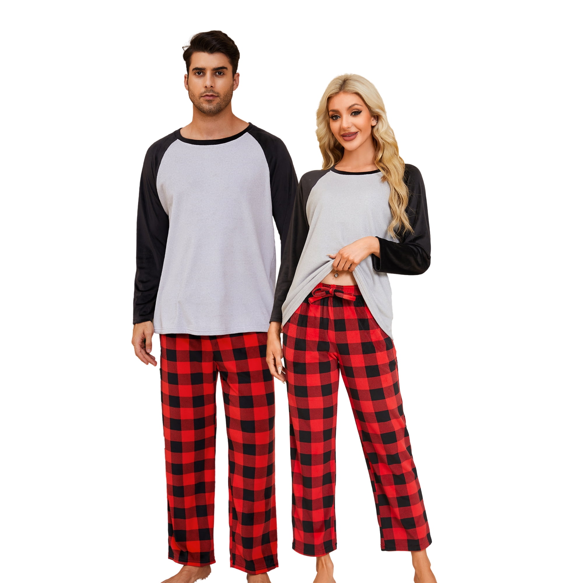 U2SKIIN Matching Pajamas for Couples, Plaid Ultra Soft Pullover Pjs Set ...