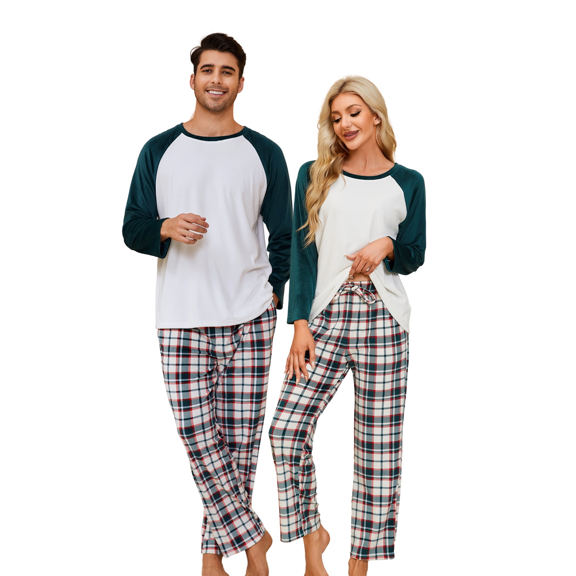 U2SKIIN Matching Pajamas for Couples, Plaid Ultra Soft Pullover Pjs Set ...