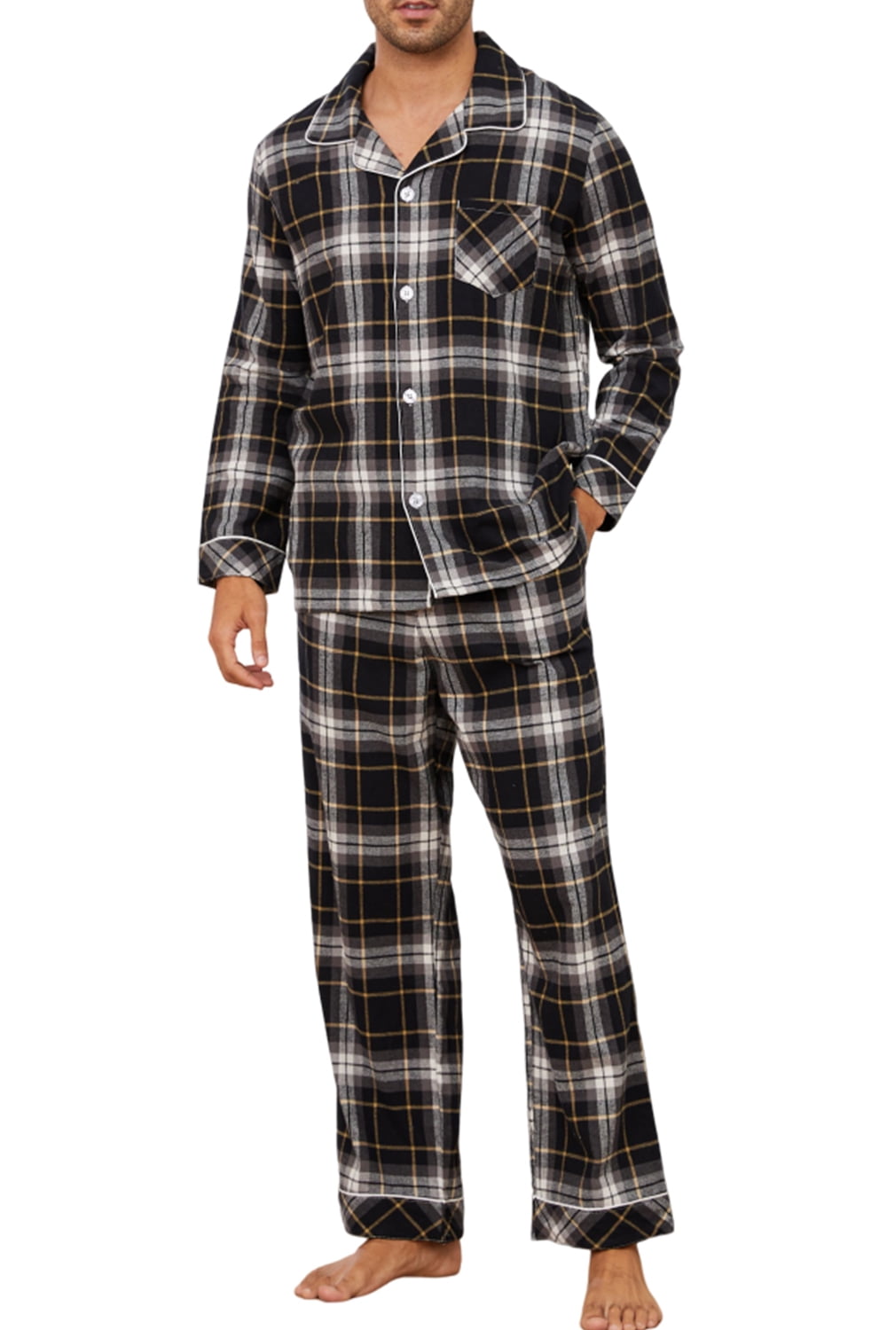 U2SKIIN Men's 100% Cotton Flannel Pajama Sets, Soft Plaid PJS Long Sleeve Sleepwear 2 Piece ...