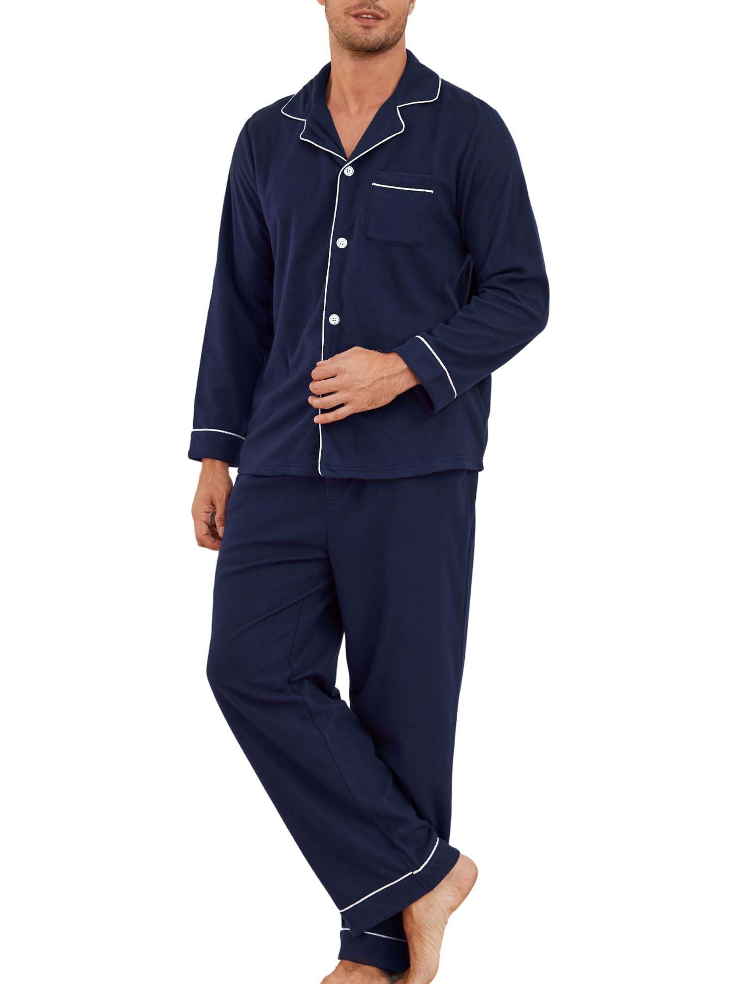 U2SKIIN Mens Button Down Pajamas Set, Soft Classic Lapel Sleepwear Long ...