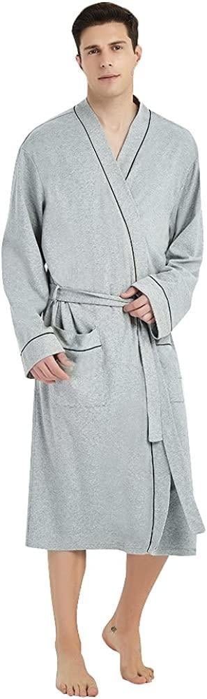 U2SKIIN Mens Cotton Blend Robes, Lightweight Soft Spa Knit Bathrobe for ...