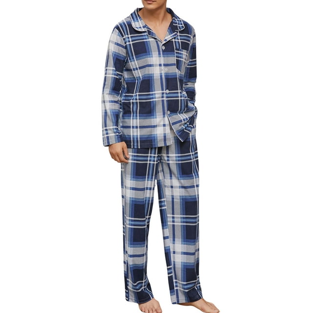 U2SKIIN Mens Plaid Pajama Set, Soft Print Pajamas for Men, Lightweight ...