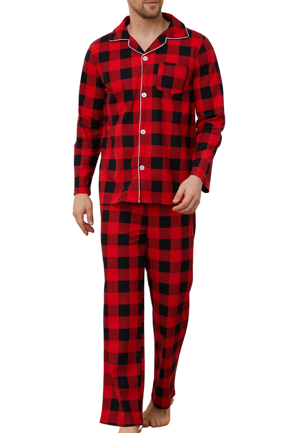 U2SKIIN Mens Plaid Pajama Set, Soft Print Pajamas for Men, Lightweight ...