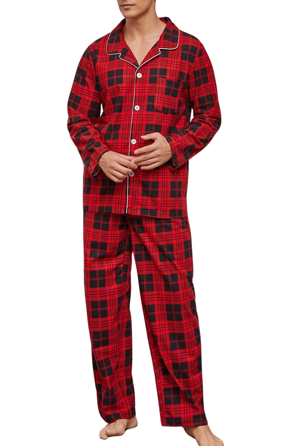 U2SKIIN Mens Plaid Pajama Set, Soft Print Pajamas for Men, Lightweight ...
