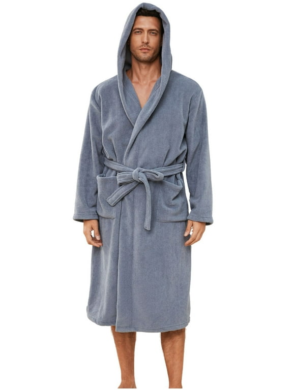 WNEGSTG Mens Hooded Robe Plush Long Bath Robes Cozy Warm Bathrobe Fuzzy ... WNEGSTG Mens Hooded Robe Plush Long Bath Robes Cozy Warm Bathrobe Fuzzy ...