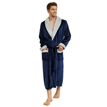 U2SKIIN Mens Fleece Robe, Soft Warm Long Plush Shawl Collar Fleece ...