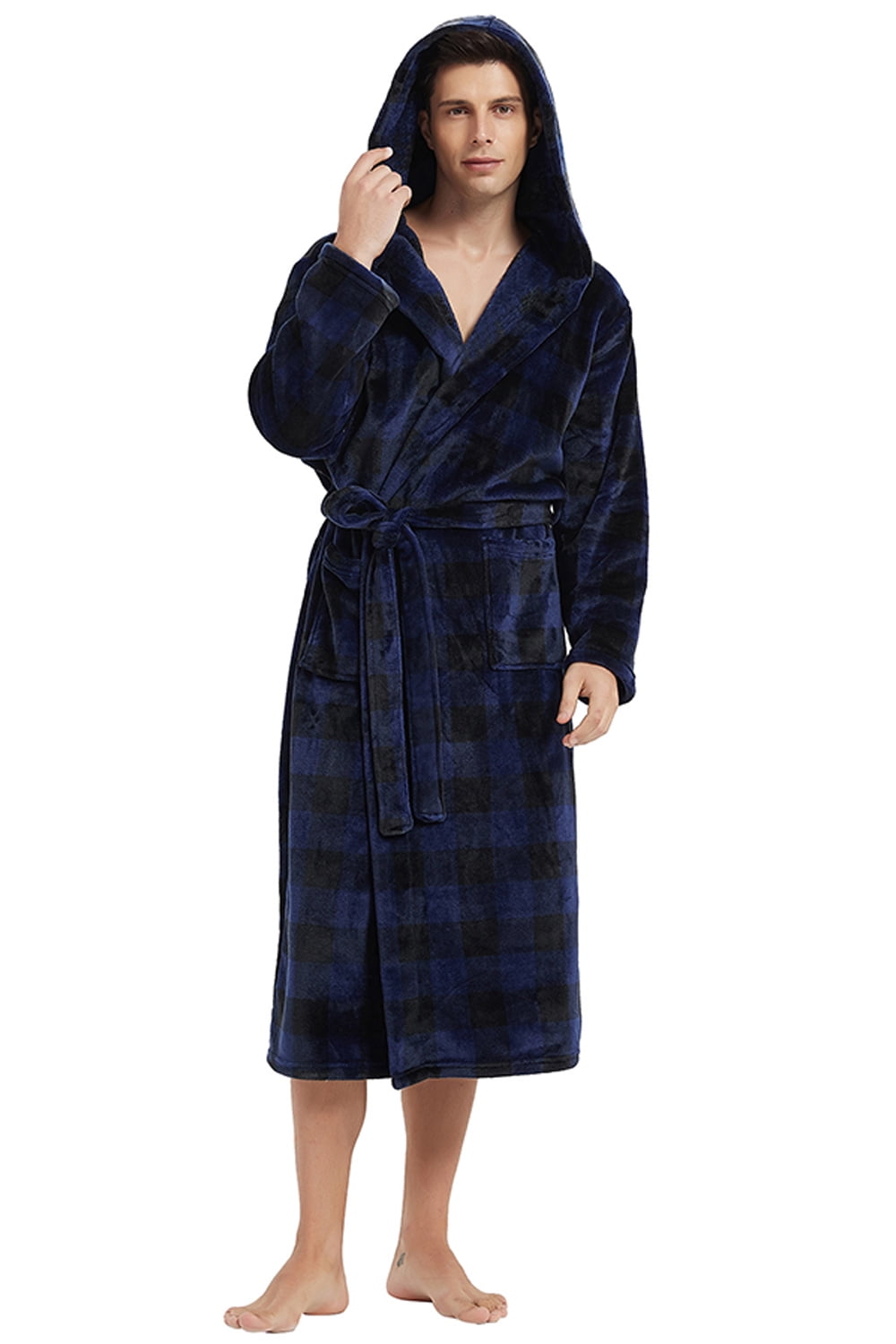 U2SKIIN Mens Fleece Robe with Hood, Soft Bathrobe Plush Robes for Men ...