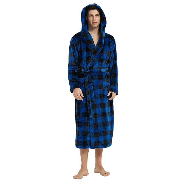 U2SKIIN Mens Fleece Robe with Hood, Soft Bathrobe Plush Robes for Men ...