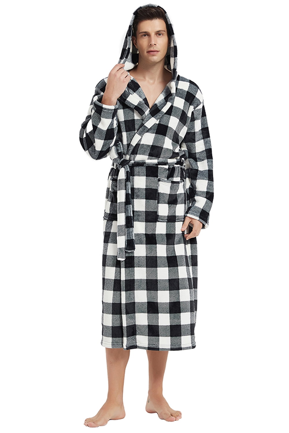 U2SKIIN Mens Fleece Robe with Hood, Soft Bathrobe Plush Robes for Men ...