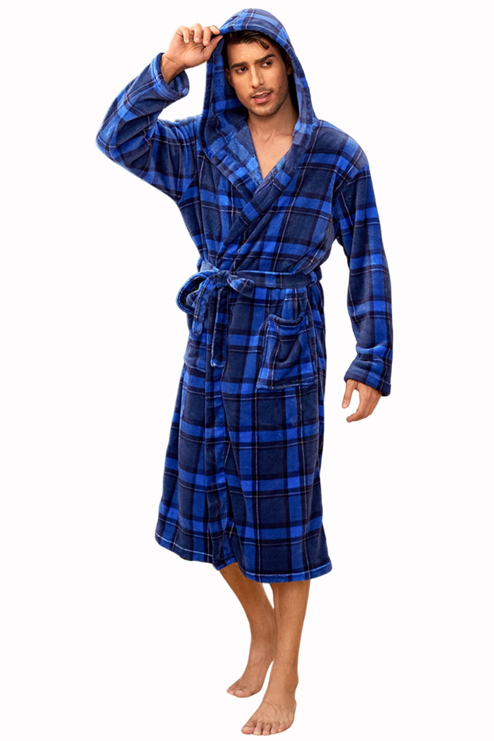 U2SKIIN Mens Fleece Robe with Hood, Soft Bathrobe Plush Robes for Men ...