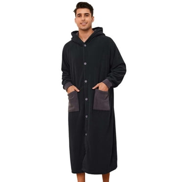 Lotus Linen Mens Plush Hooded Robe - Long Fleece Spa Bathrobe for Men - Walmart.com