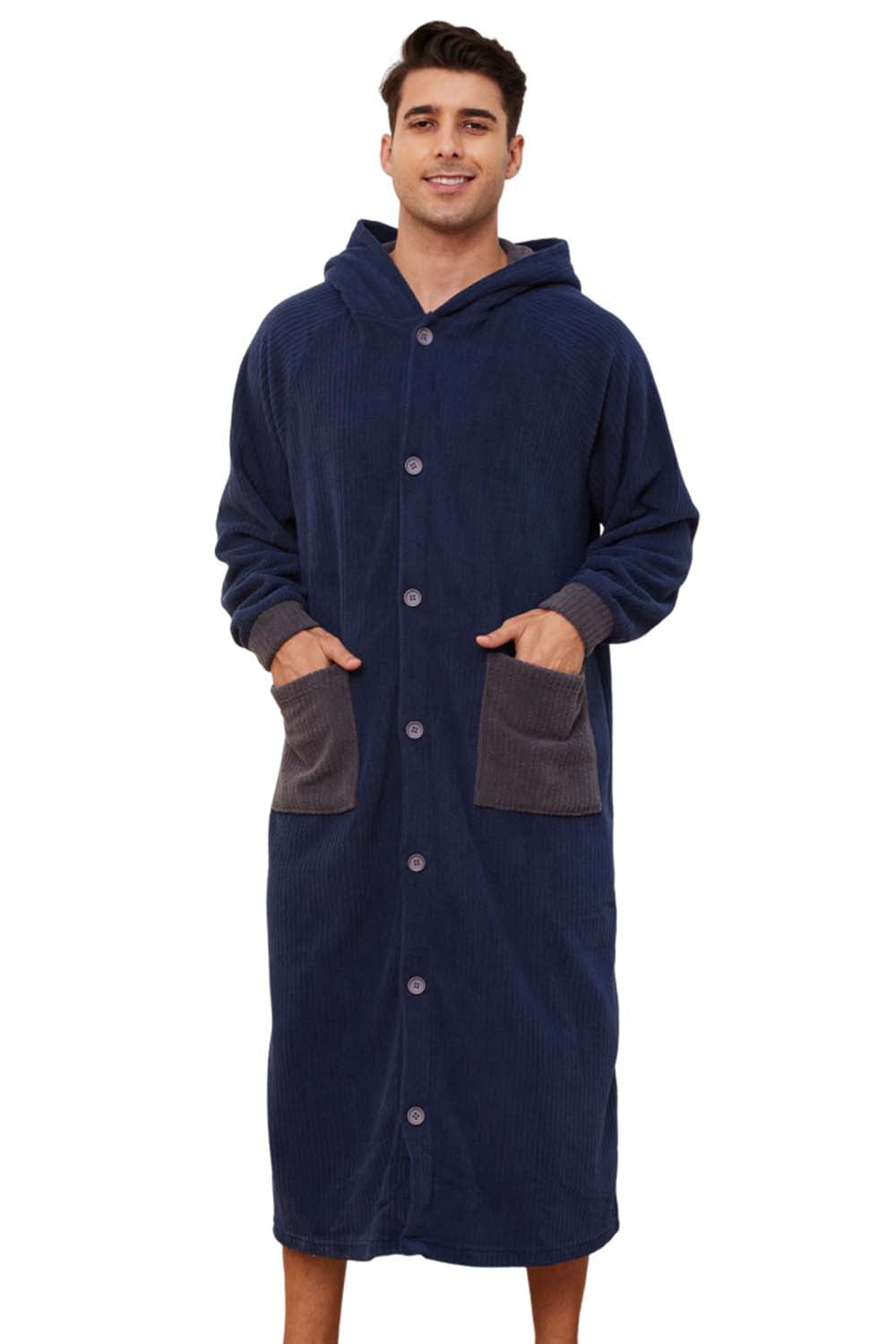 U2SKIIN Mens Hooded Robe, Plush Fleece Bathrobes for Men Long Cozy Warm ...