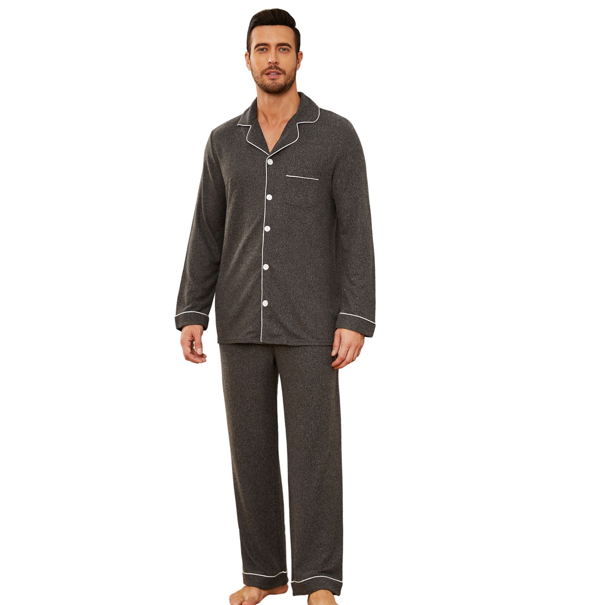 U2SKIIN Mens Pajama Sets, Ultra Soft Button Down Loungewear Long Sleeve ...