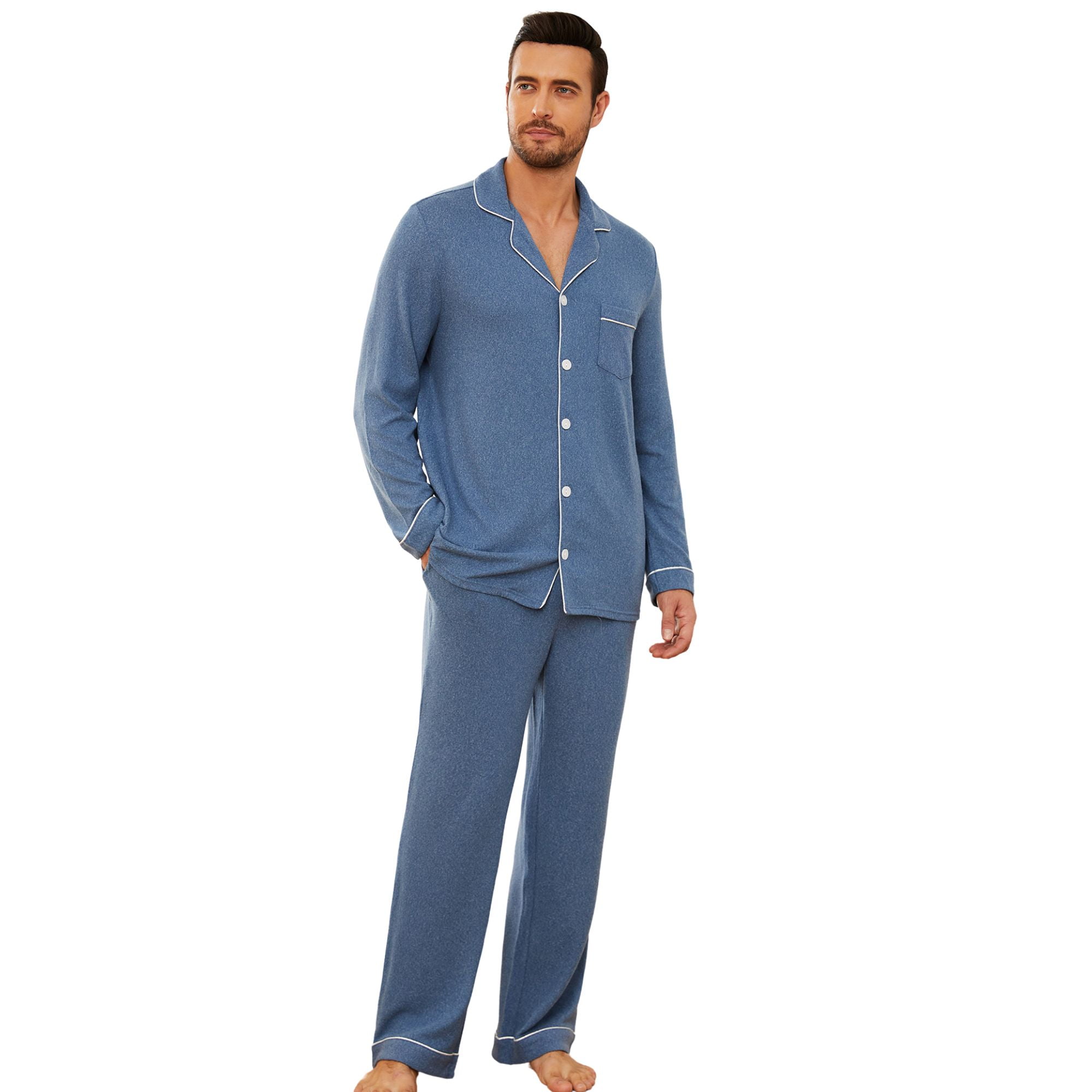 U2SKIIN Mens Pajama Sets, Ultra Soft Button Down Loungewear Long Sleeve ...