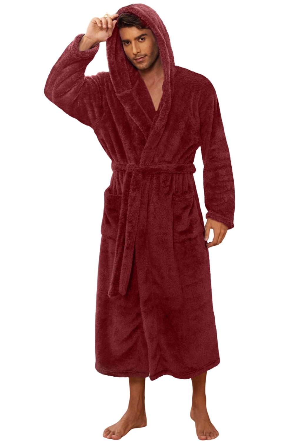 U2SKIIN Mens Robe Big and Tall with Hood,Full Length Plush Robe for Men ...