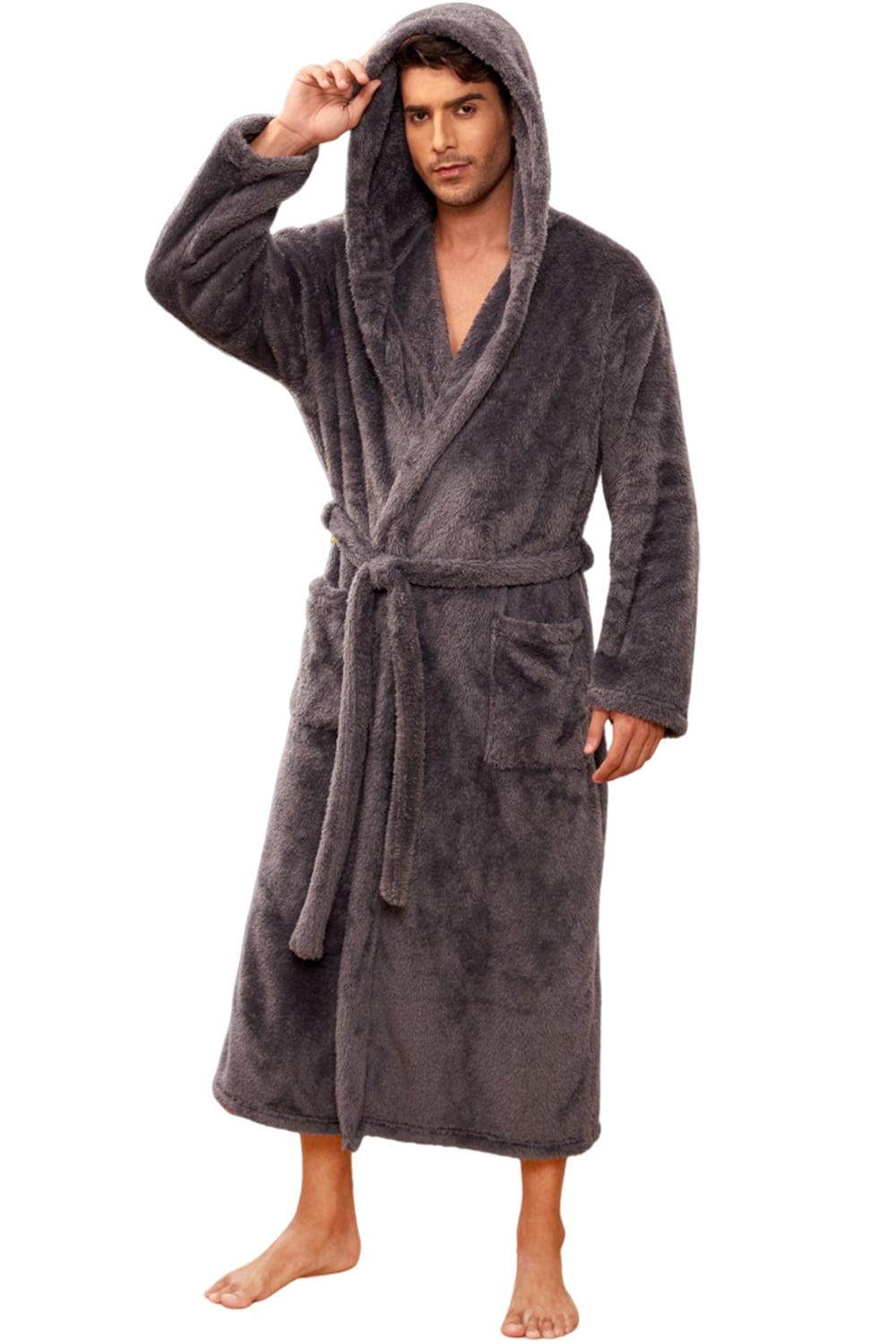 U2SKIIN Mens Robe Big and Tall with Hood,Full Length Plush Robe for Men ...