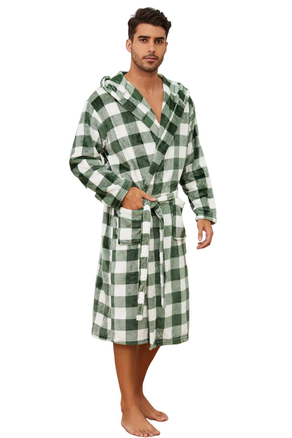 U2SKIIN Mens Robe with Hood, Fleece Bathrobe Plush Robes for Men ...