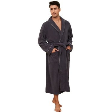 U2SKIIN Mens Cotton Blend Robes, Lightweight Soft Spa Knit Bathrobe for Men,(Grey,L/XL ...