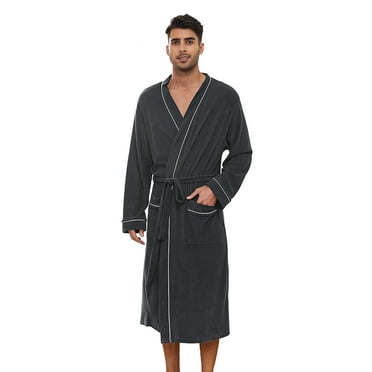 Woungzha Men's Waffle Kimono Robe Cotton Lightweight Nightgowns Spa ...