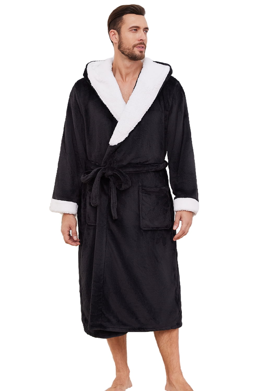 U2SKIIN Mens Ultra Soft Plush Bathrobe with Hood, Warm Fleece Robe with ...