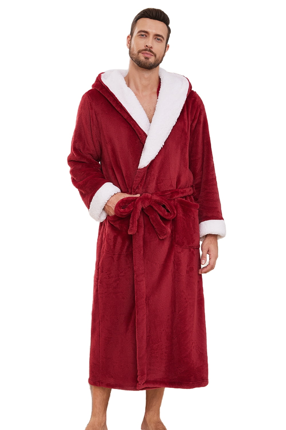 U2SKIIN Mens Ultra Soft Plush Bathrobe with Hood, Warm Fleece Robe with ...