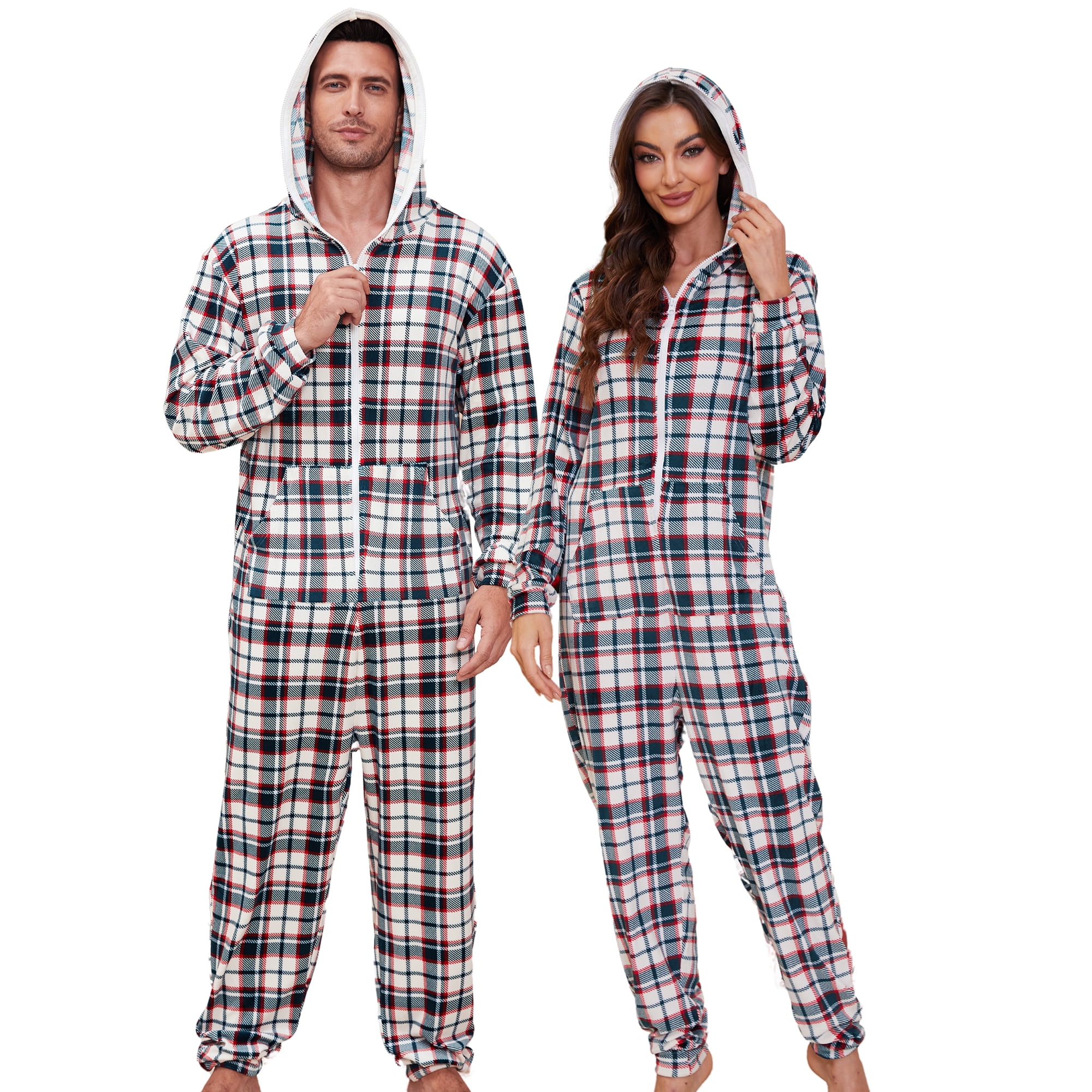 U2SKIIN Pajamas for Men Onesie, Zipper Matching Jumpsuit for Couples ...