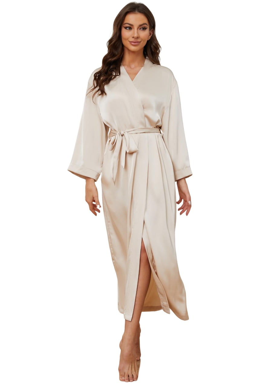 U2SKIIN Satin Robes for Women, Full-length Soft Silk Lightweight ...