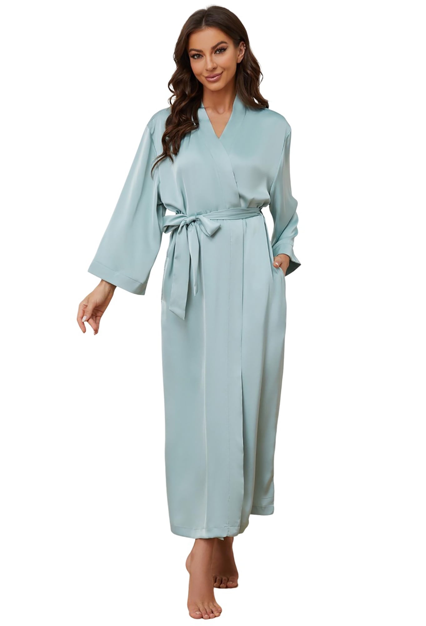U2SKIIN Satin Robes for Women, Full-length Soft Silk Lightweight ...