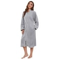 U2SKIIN Women Plush Zipper Robe, Long Fleece House Coat Nightgown with Pockets Solid Bathrobe ...