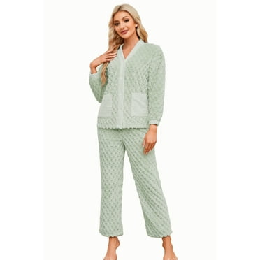 U2SKIIN Fluffy Pajamas set for Women Fleece Pullover 2 Piece Pjs Set ...
