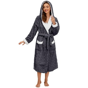 PAVILIA Women Hooded Plush Soft Robe | Fluffy Warm Fleece Sherpa Shaggy Bathrobe (S/M, Black ...