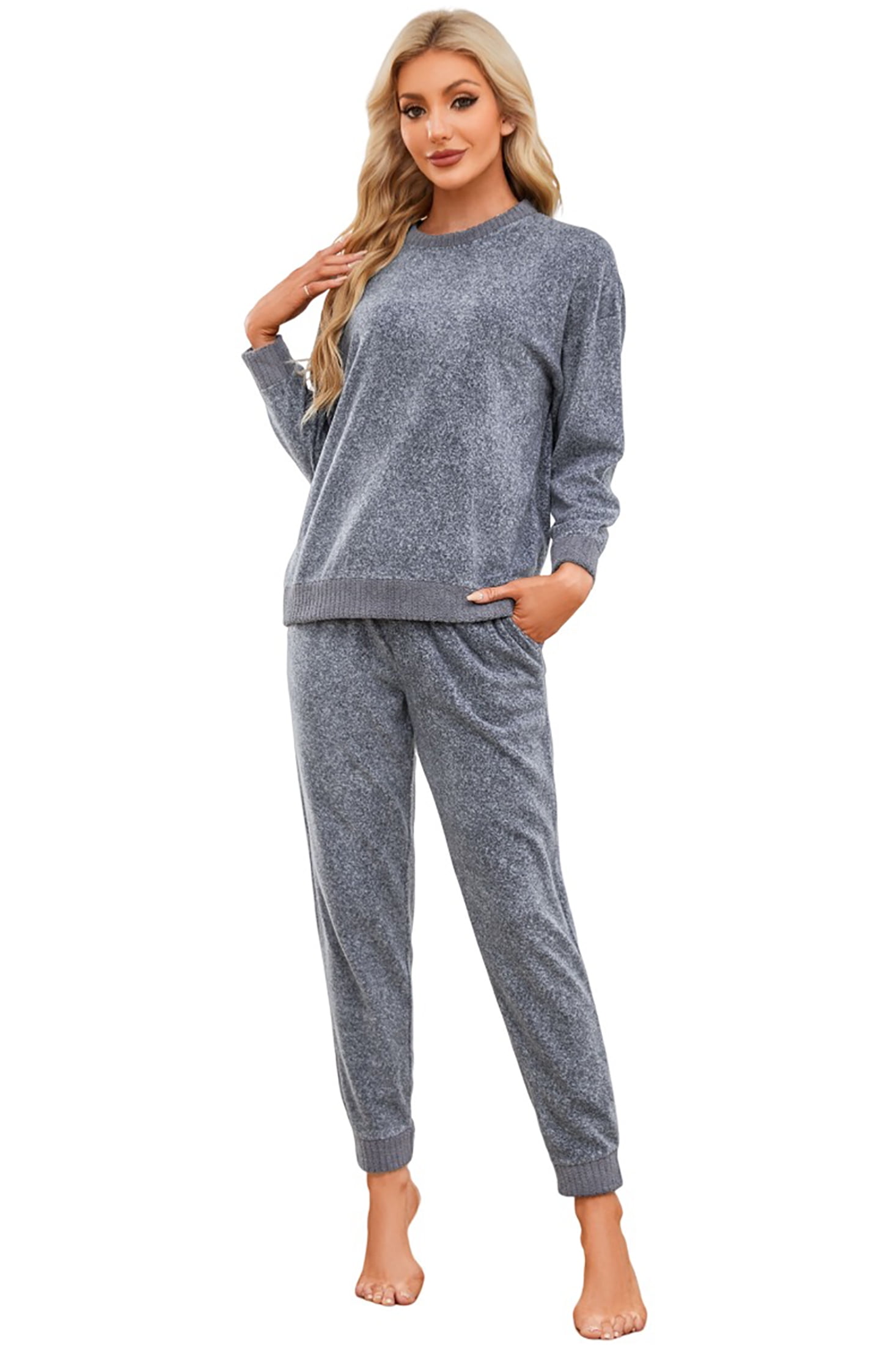U2SKIIN Womens Fleece Pajamas Set, Soft Lightweight Sleepwear Pullover ...