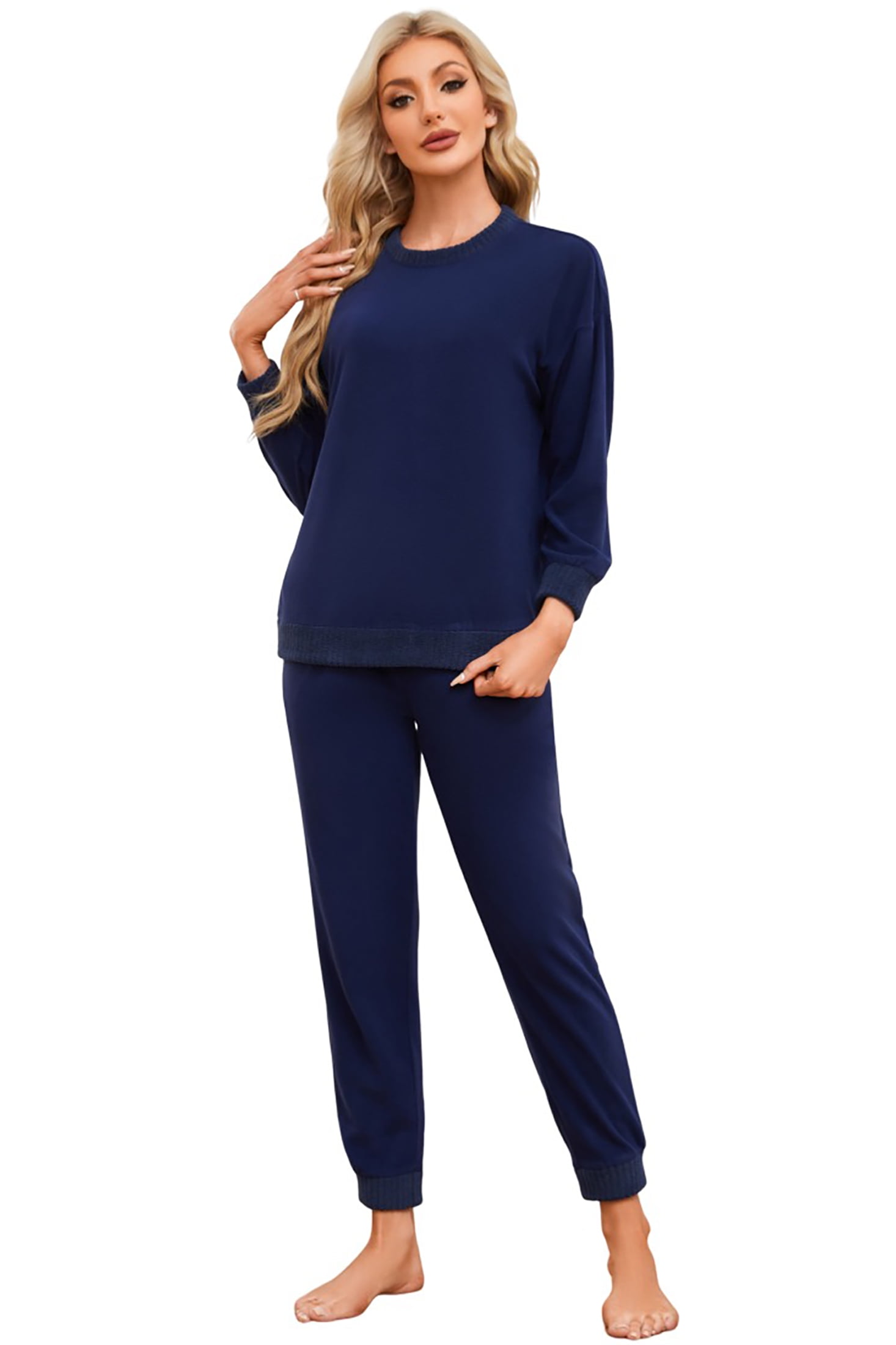 U2SKIIN Womens Fleece Pajamas Set, Soft Lightweight Sleepwear Pullover ...