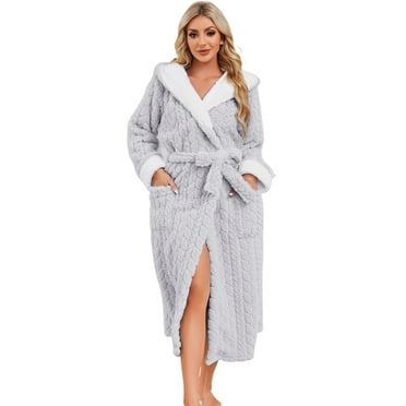 HEARTNICE Fuzzy Robes for Women, Long Plush Hooded Fluffy Warm ...