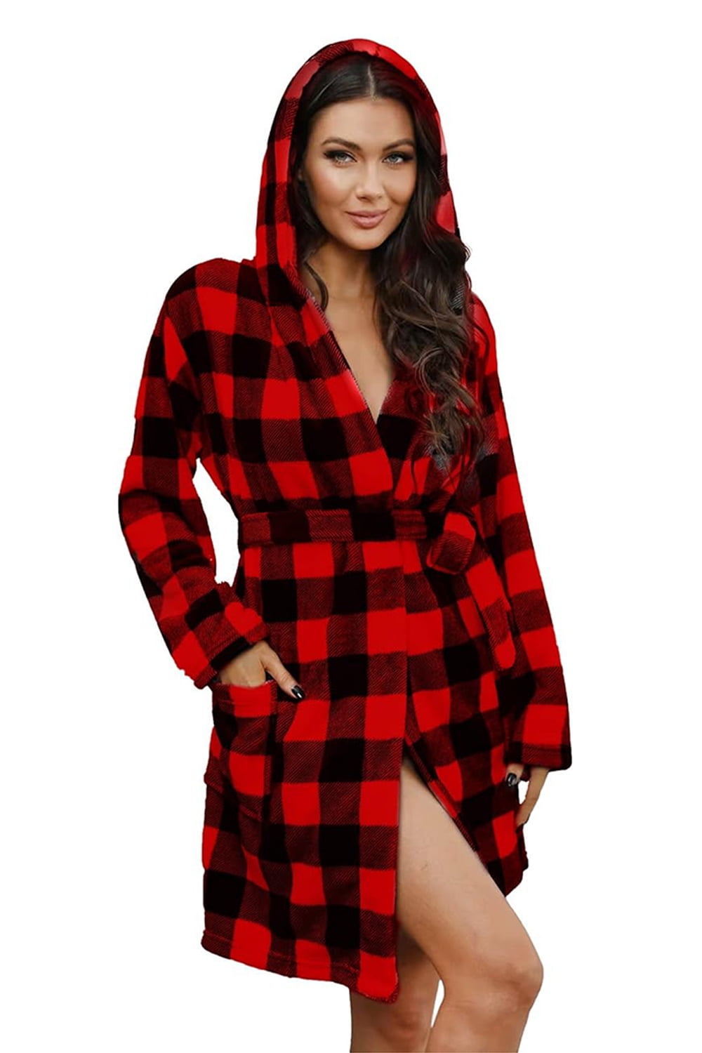 U2SKIIN Womens Hooded Plush Robe, Short Womens Fleece Robes With Hood ...