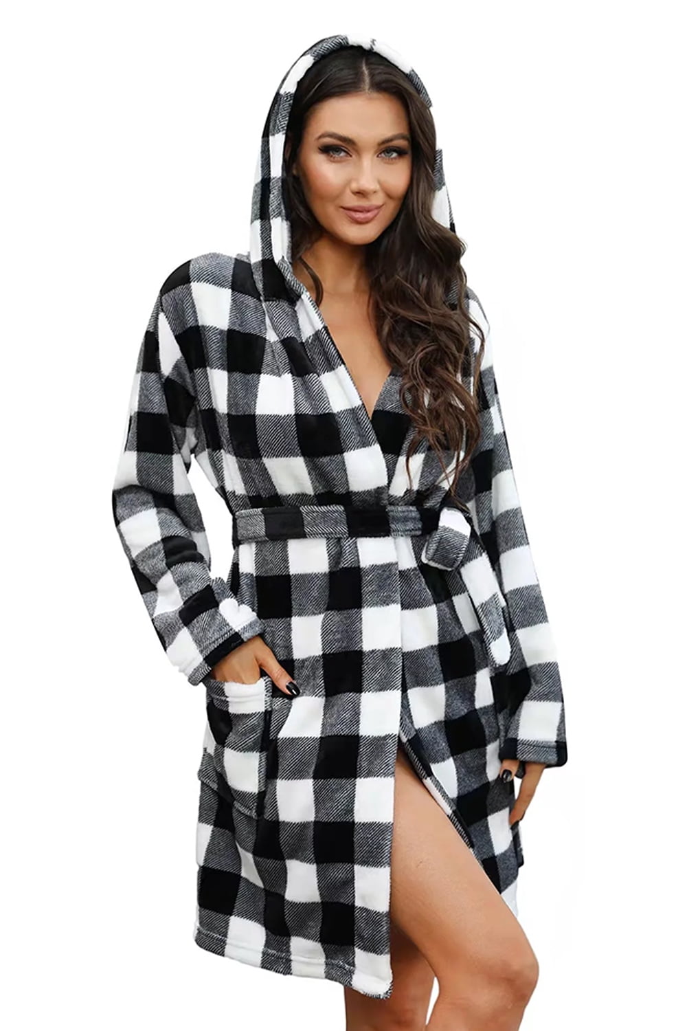 U2SKIIN Womens Hooded Plush Robe, Short Womens Fleece Robes With Hood ...