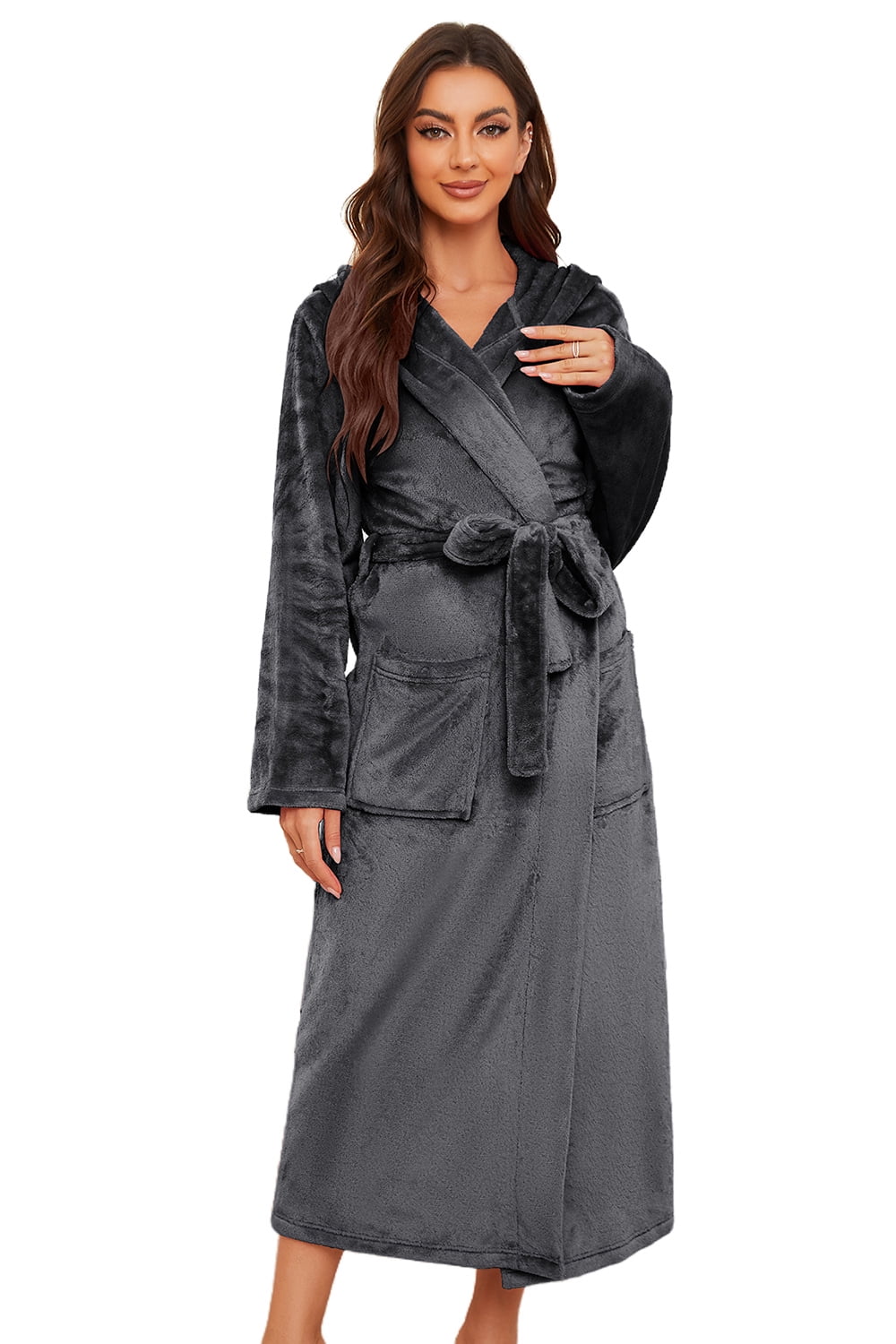 U2SKIIN Womens Long Hooded Fleece Robe, Soft Warm Spa Bathrobe for Cozy ...
